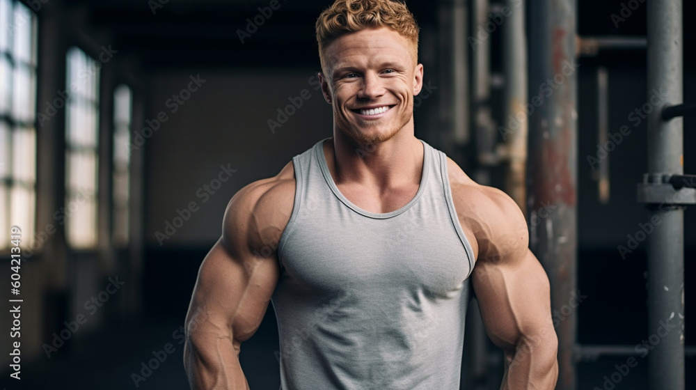 the perfect man, muscles, shirtless, smiling happy, Gigachad ...