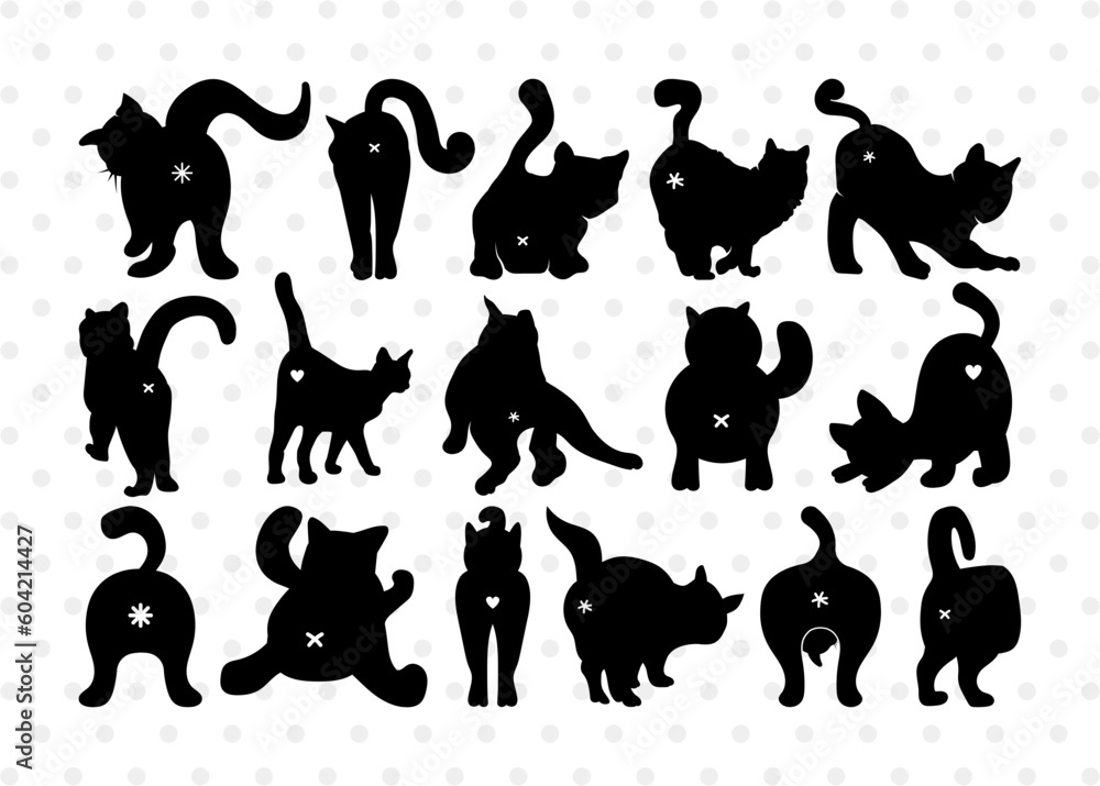 Cat Butt SVG, Cat Butt Silhouette, Pet Svg, Meow Svg, Kitty Cat Svg ...