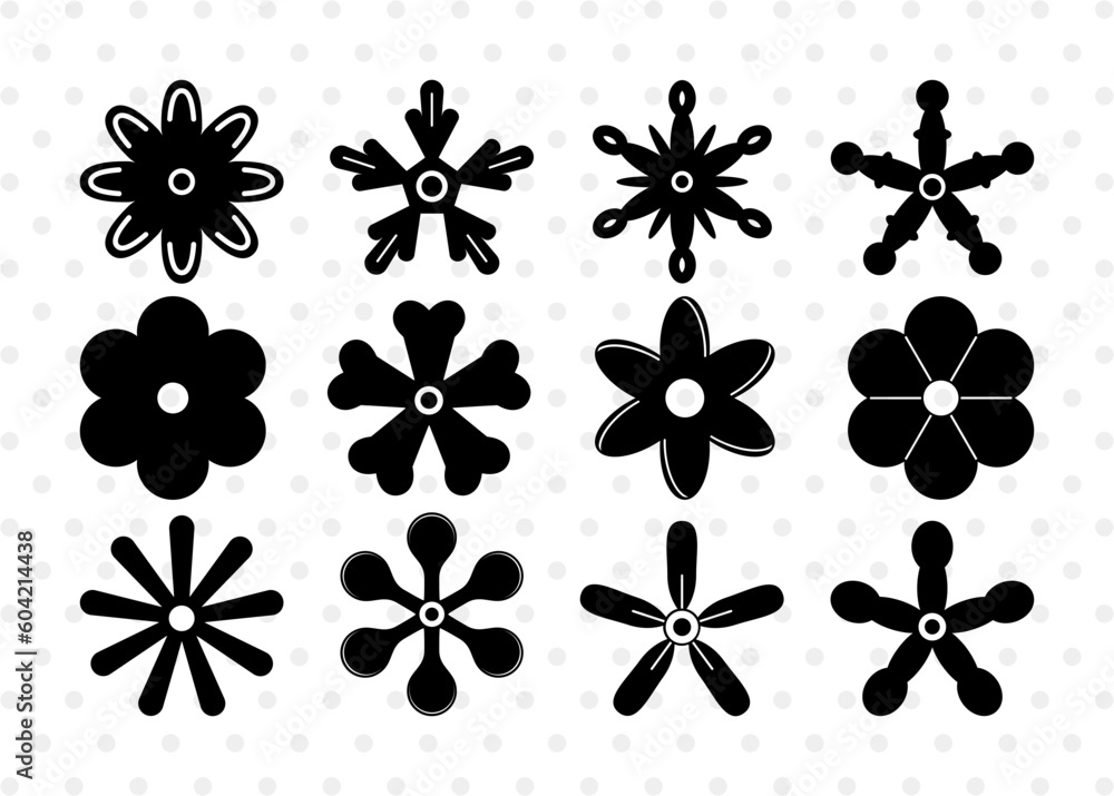 Retro Flower SVG, Flower Silhouette, Cute Flower Svg, Flat Flowers Svg ...