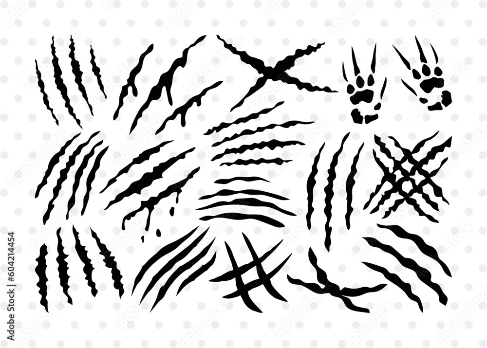 Claw Mark SVG Cut Files, Claw Mark Silhouette, Scratch Mark Svg ...