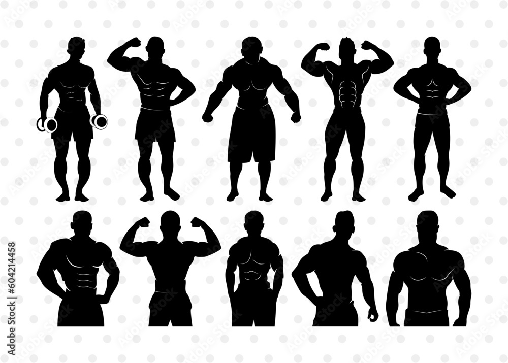 Bodybuilder Man SVG, Bodybuilder Silhouette, Man Svg, Muscular Man Svg ...