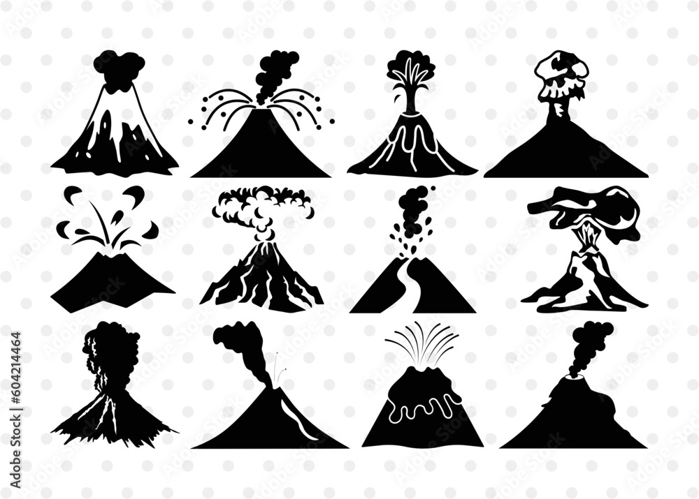 Volcano SVG Cut Files | Volcano Silhouette | Lava Svg | Smoke Svg ...