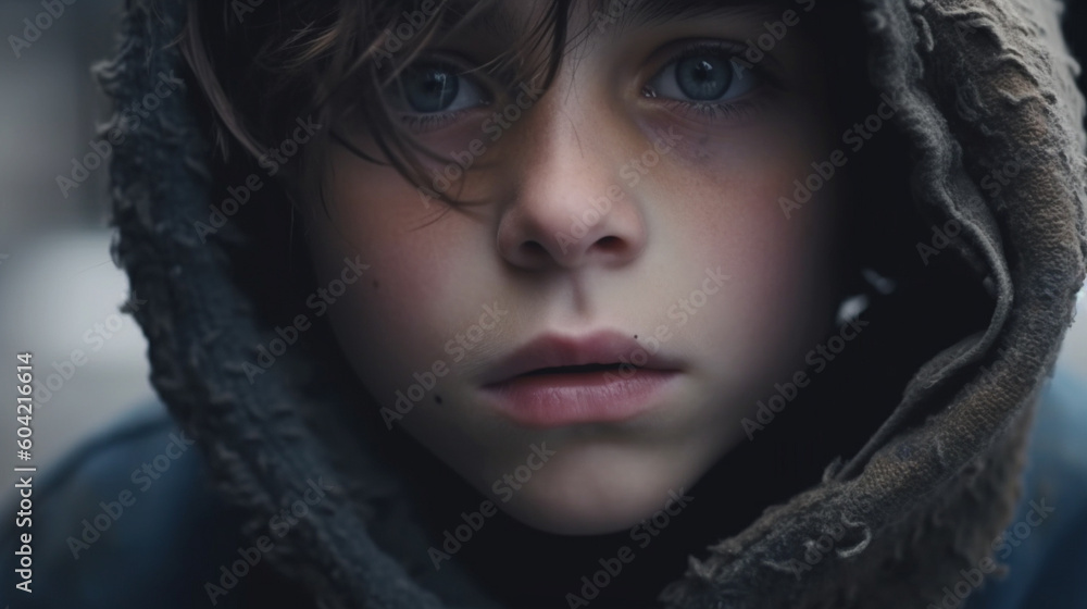 fictional person and environment, a young little underage child with a ...