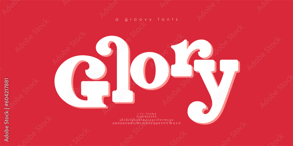 groovy alphabet letters font and number. 70s retro Typography ...