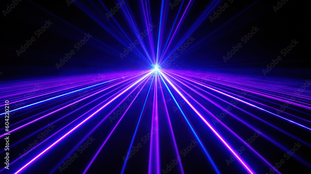Blue and violet beams of bright laser light AI Generated Image Stock ...