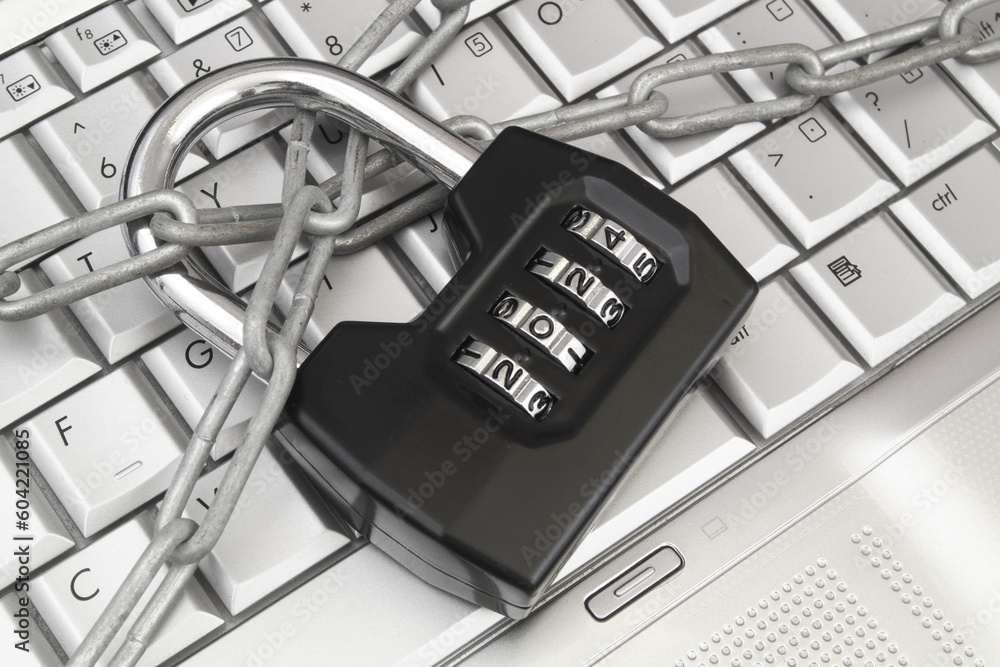 Data protection in 2024. Padlock with numbers 2024 and chain on ...