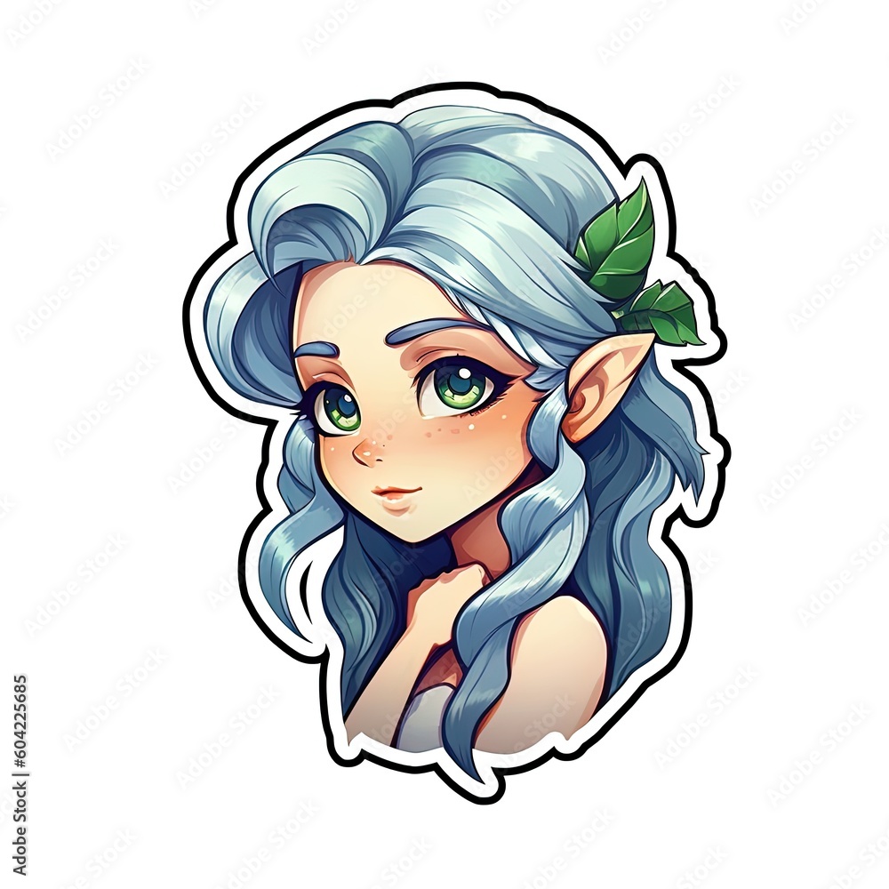 Cartoon sticker elf girl. sticker for printing. Generative AI Stock ...