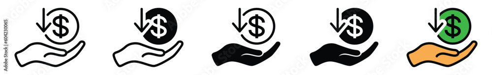 Cashback icon. Save money or Change money icon set. Payment icon in ...