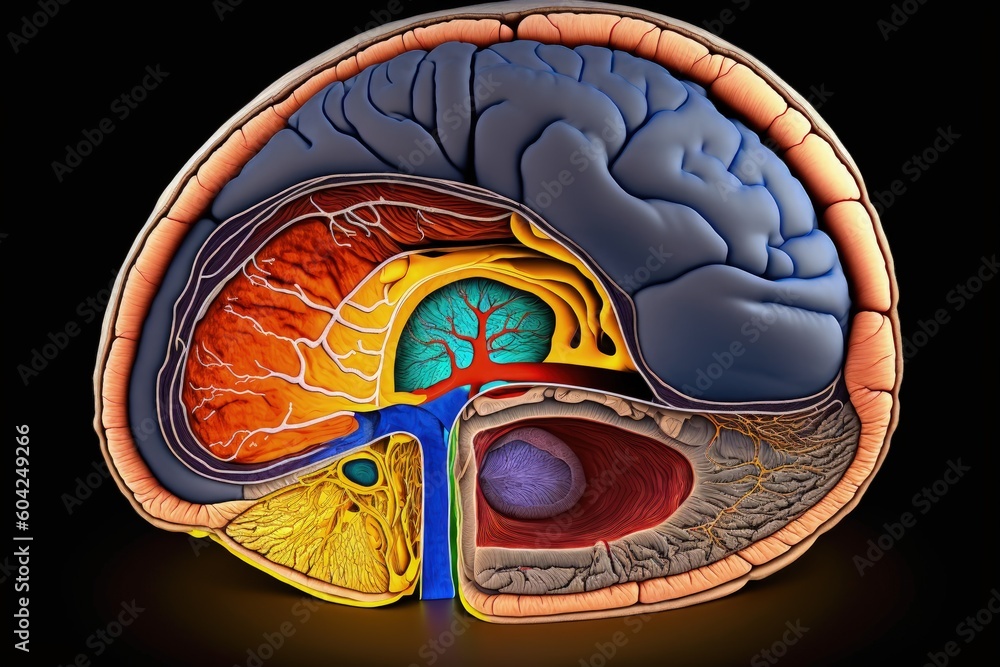 Close up of human brain showing neurons firing and neural extensions ...