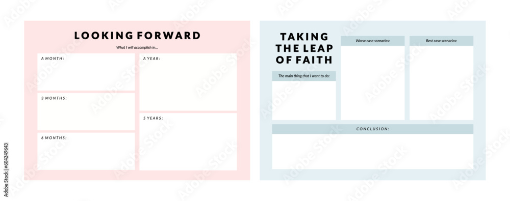 Set of printable vector manifestation, affirmation, gratitude planner ...