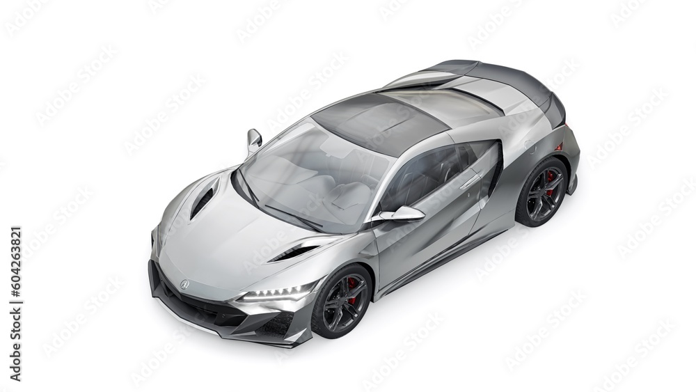 San Diego, USA. March 26, 2023. Grey Acura NSX Type-S 2022 on a white ...