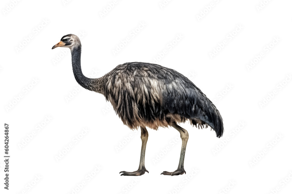 gray emu walking, side, isolated on transparent background. Generative ...