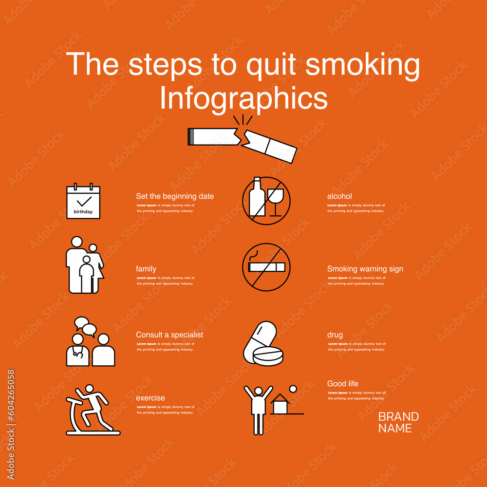 The steps to quit smoking, Infographics Stock Vector | Adobe Stock