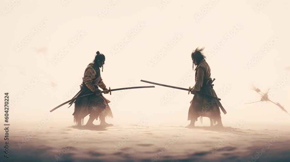 Two Samurai Fighting
