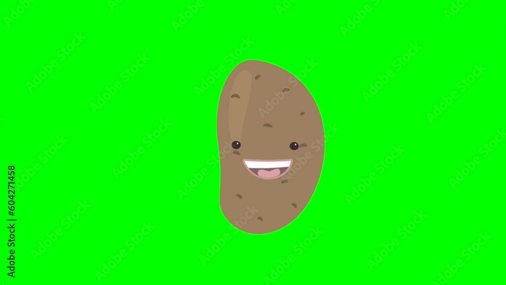 Vidéo Stock Cartoon talking potato loop with alpha channel. Vegetable ...