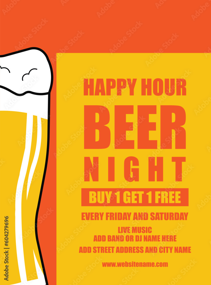 beer happy hour flyer poster social media post design เวกเตอร์สต็อก ...