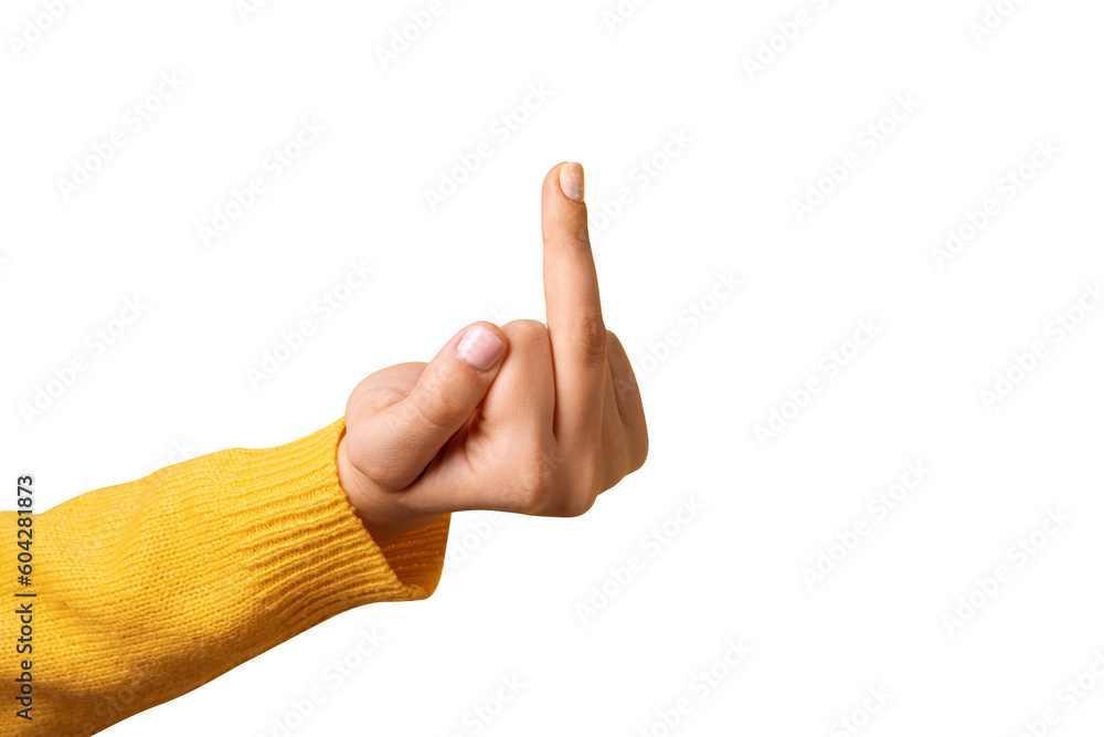 Human hand show middle finger isolated on transparent background Stock ...