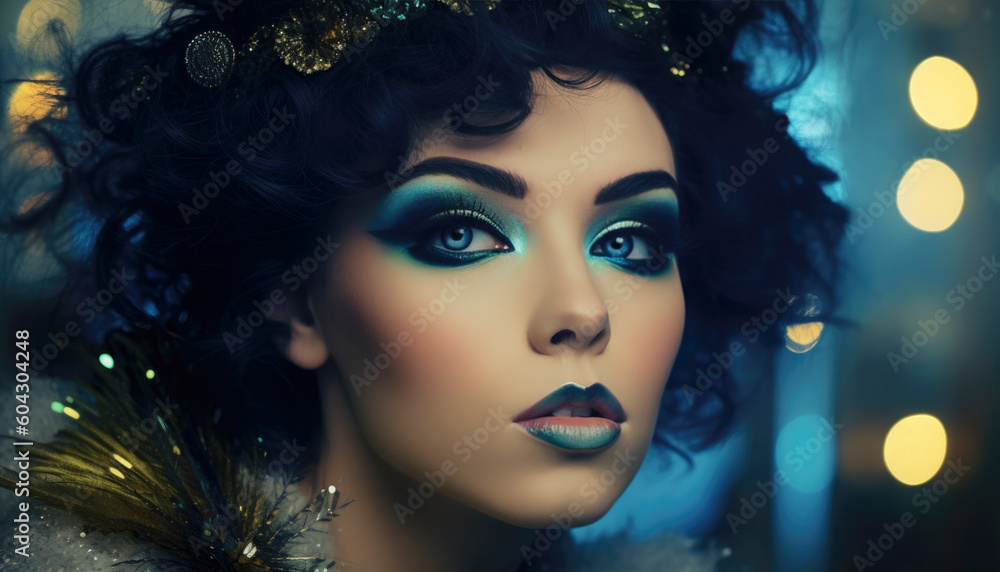 Beautiful young female influencer model with perfect makeup and ...