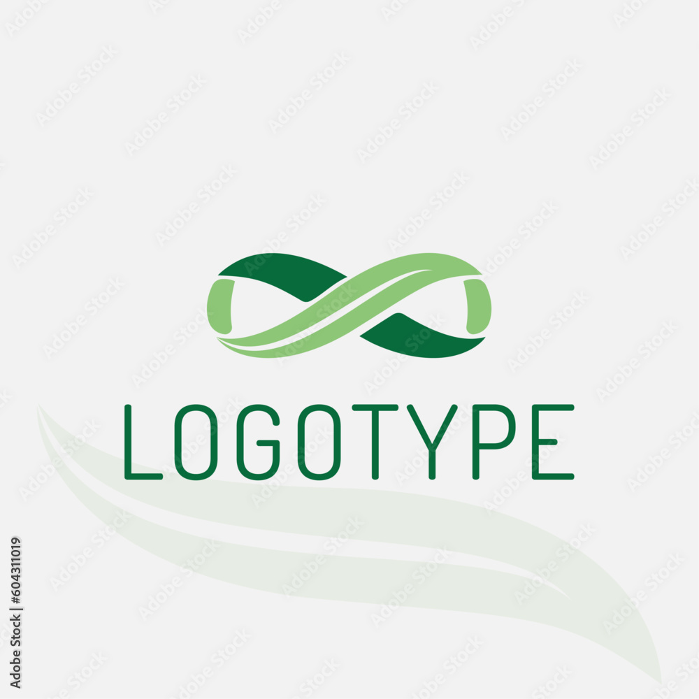 The original leaf logo in the form of an infinity sign. Ecological logo ...