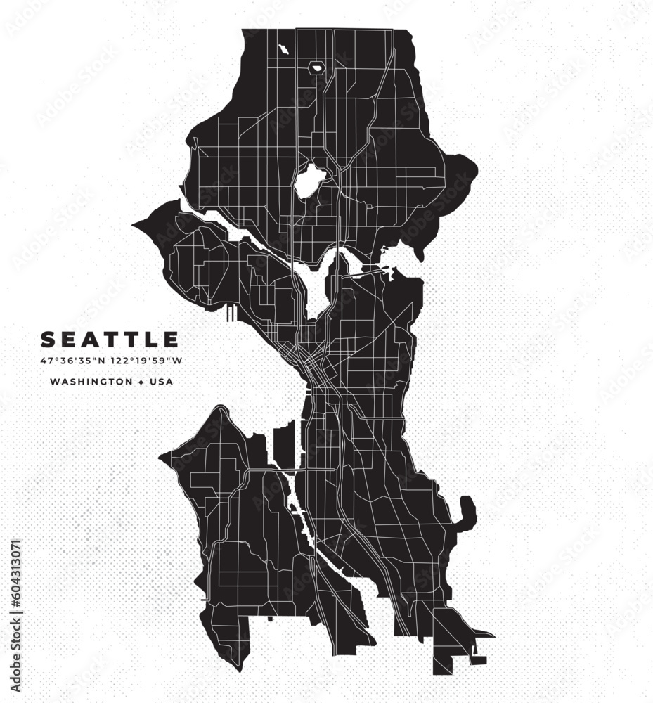 Seattle map vector poster flyer Stock Vector | Adobe Stock