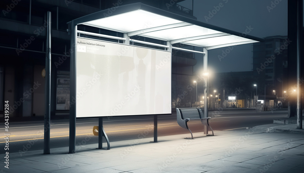 Digital Media Blank billboard at bus station, signboard for product ...