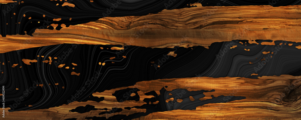black epoxy resin panel with walnut, texture for design, Wooden Table ...
