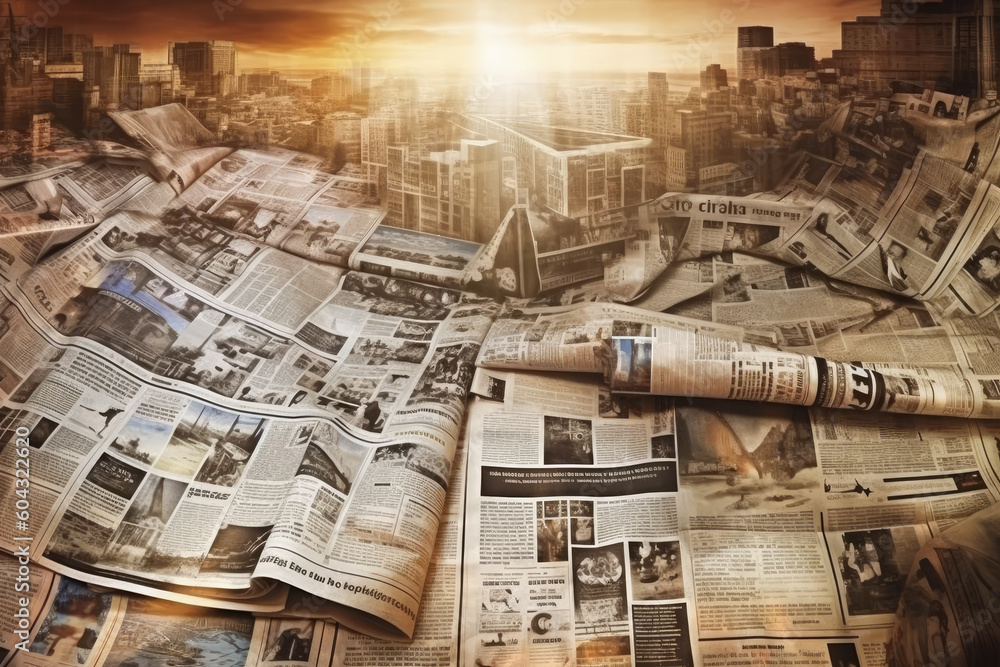 newspaper background, many newspaper on top of each other, collage ...