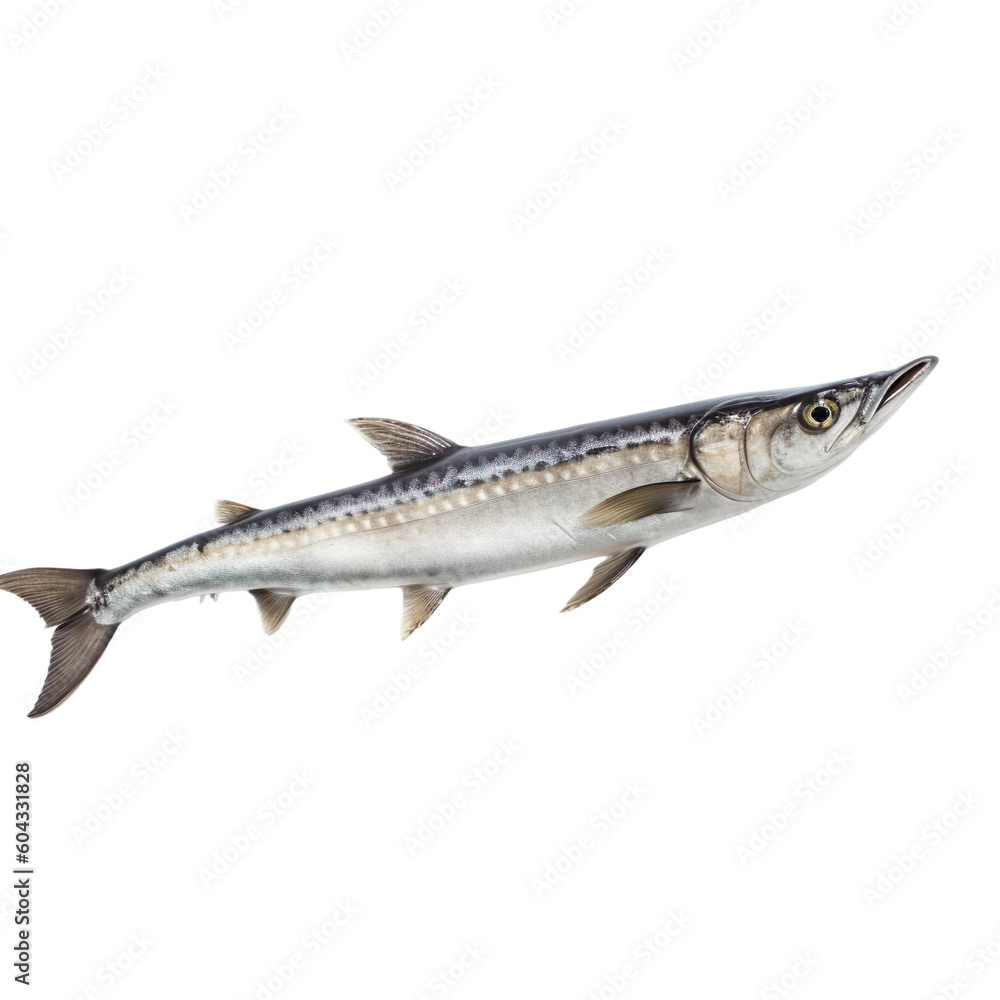 side view of Barracuda fish on transparent background, Generative ai ...