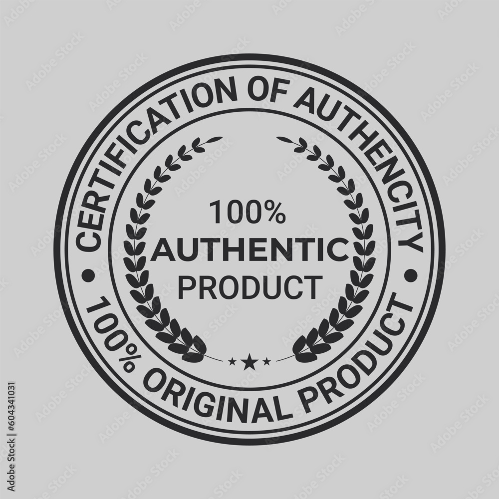 Certification of Authencity Badge, 100 PercentOriginal Product Stamp ...