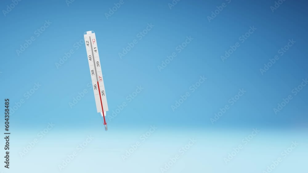 Clinical Thermometer Spinning on a Studio Blue Background, Seamless ...