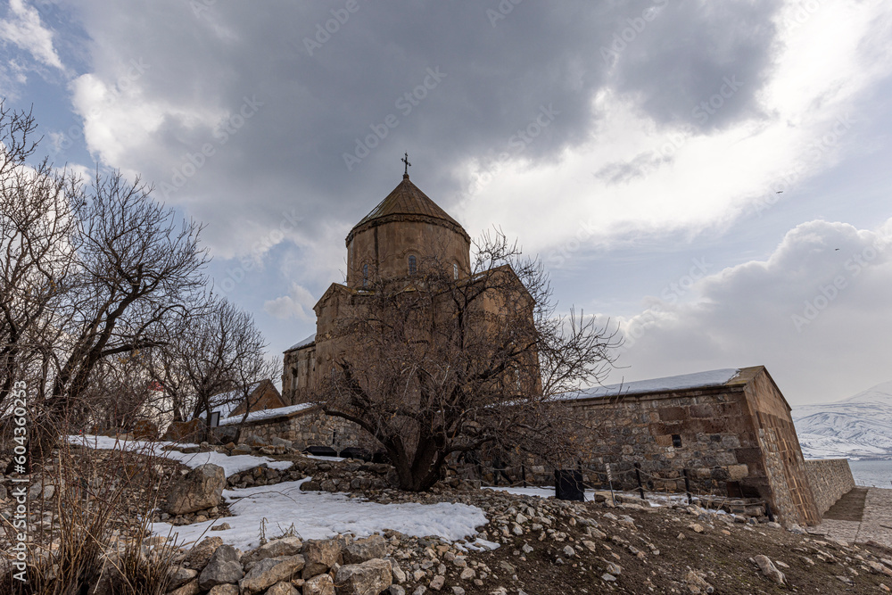 Eastern side of medieval Armenian Cathedral of Holy Cross its bas ...