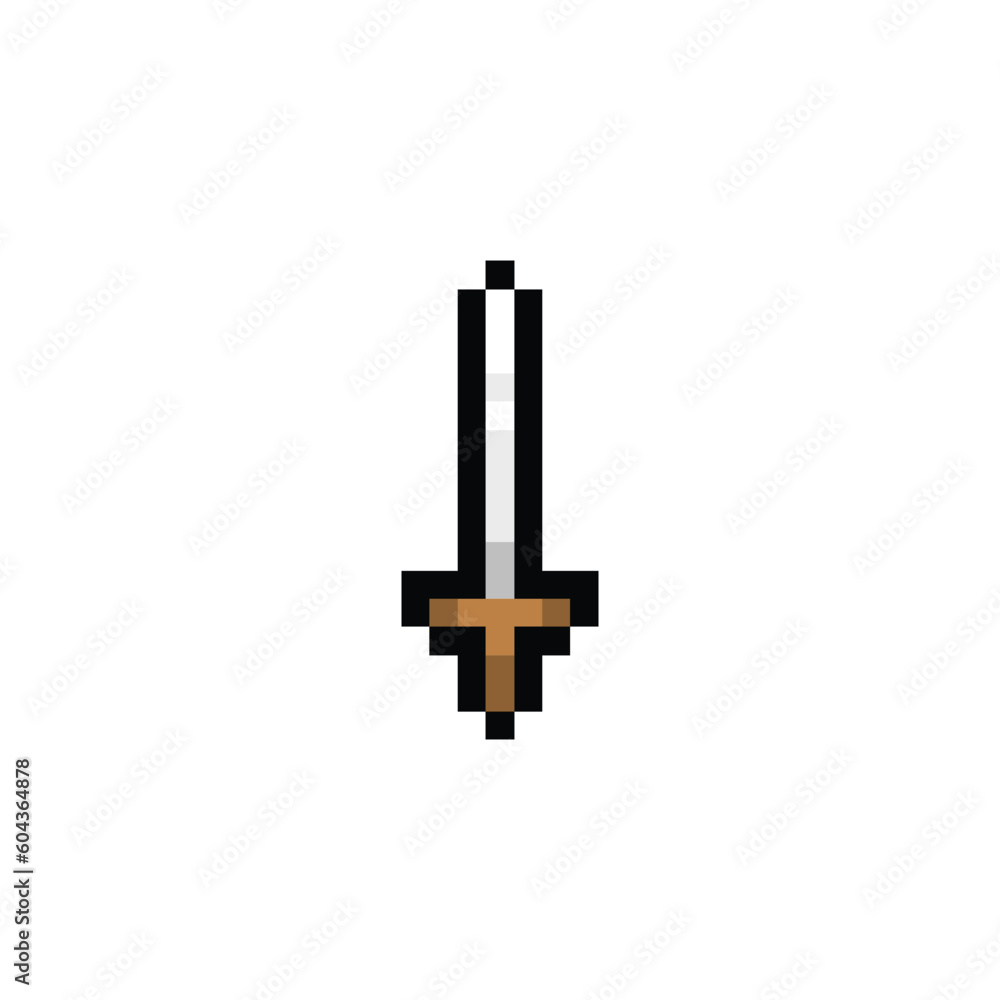 sword icon pixel art style use black outline good for your project and ...