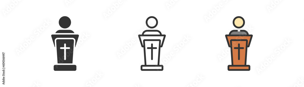 Cathedra icon on light background. Preacher symbol. Priest, sermon ...