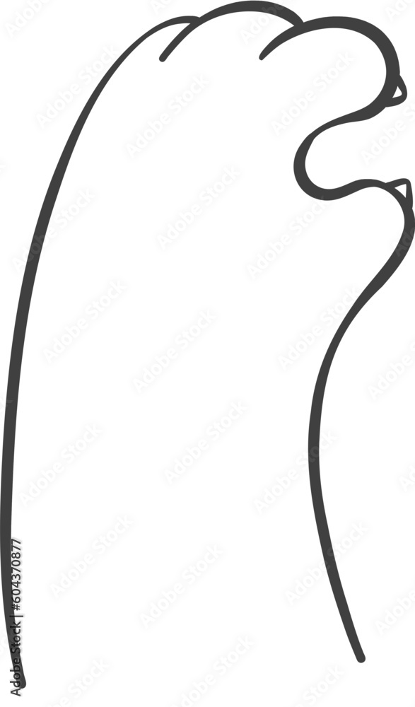 Cute cat paw hand gesture finger love heart sign cartoon doodle hand ...