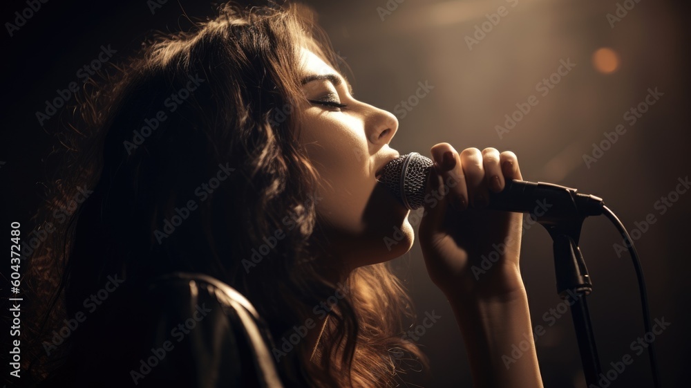 Pop Singer Female Caucasian Young Adult Performing on stage for a live ...