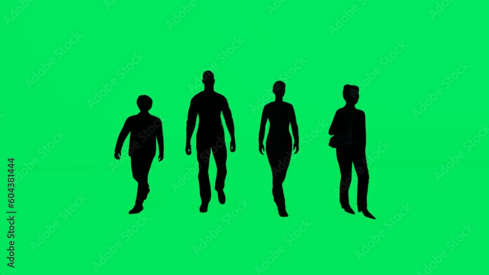 3d of a family with children on a green screen background and ...