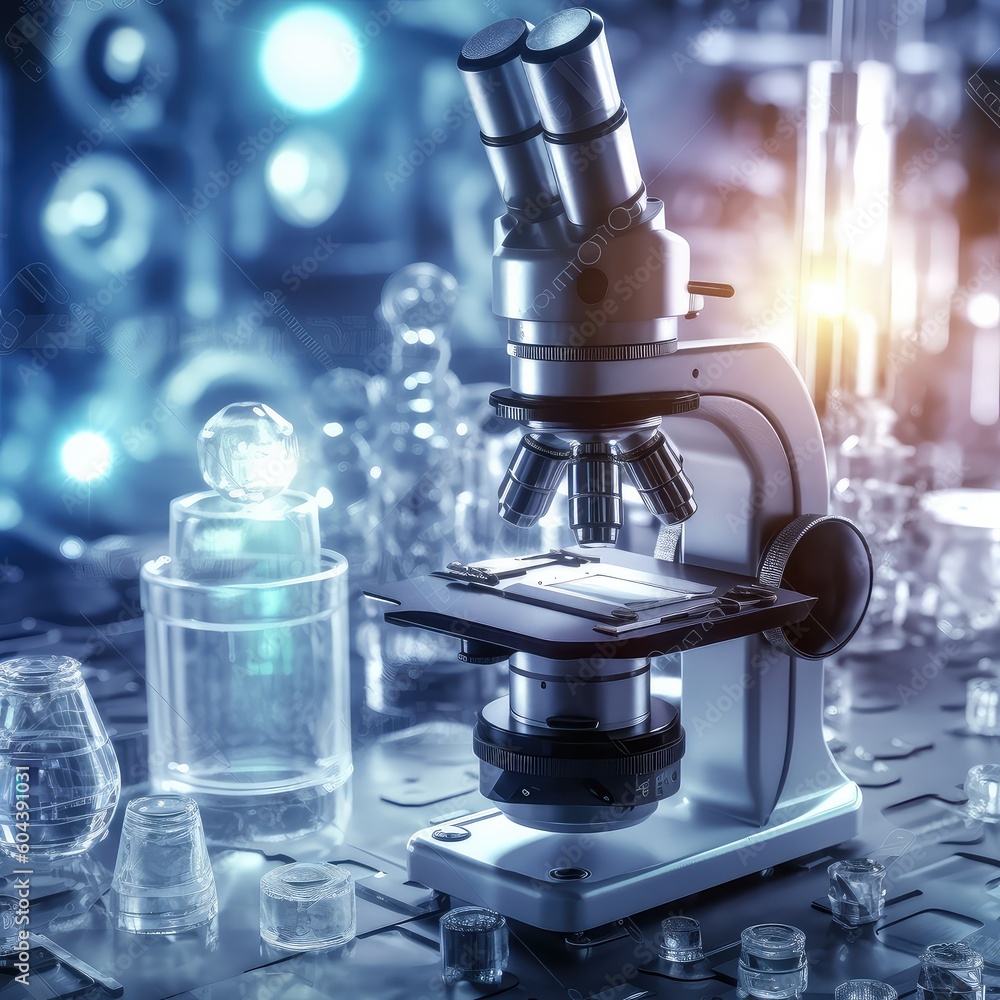 microscope with lab, Science laboratory research and development ...