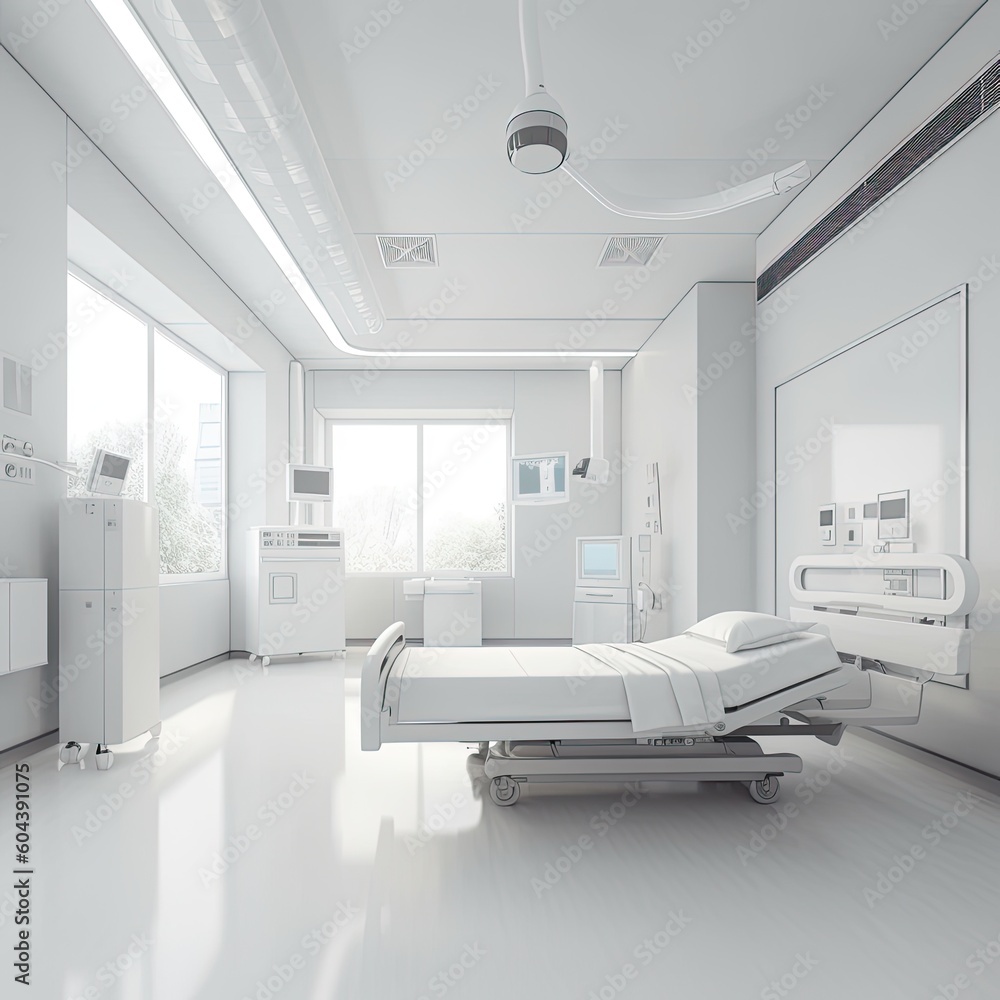 Hospital recovery room with beds,Modern luxury hospital room,AI generated. Stock Illustration ...