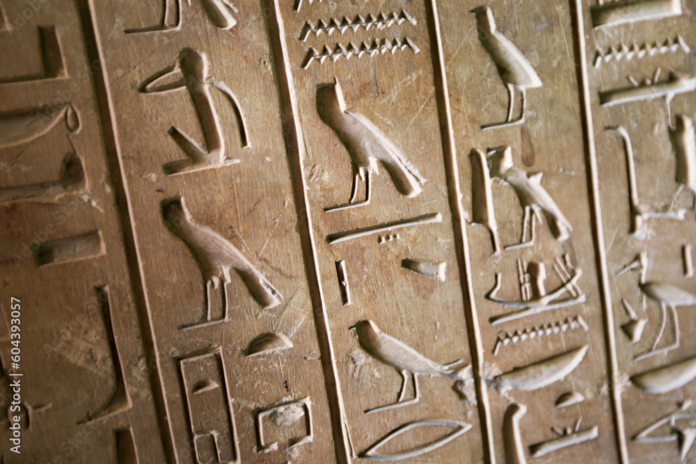 Ancient egyptian hieroglyphs on the wall in the Tombs of the Nobles ...