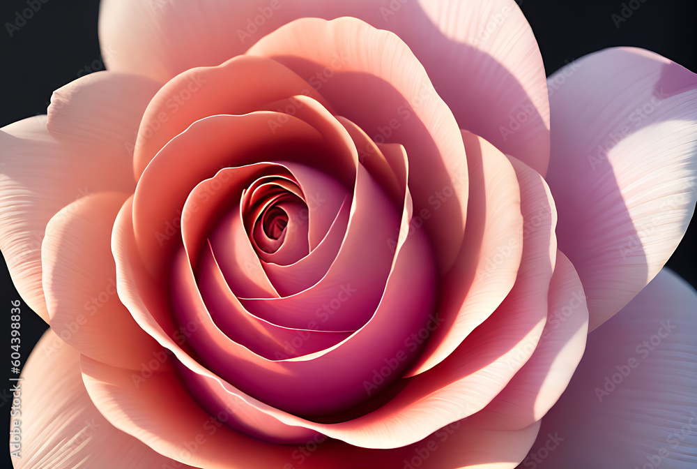 Smooth wide swirls and waves in rose gold, creating a 3D illusion of a ...