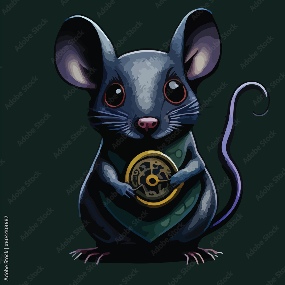 Design a whimsical pop art depiction of a cute rat, with exaggerated ...