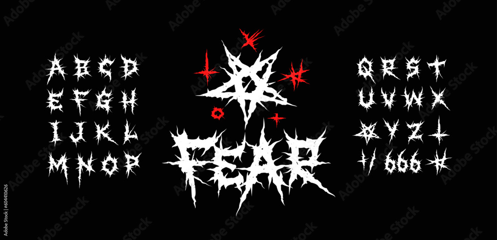 Fear - Dark Lettering tattoo vector type font. Concept of Grunge type ...