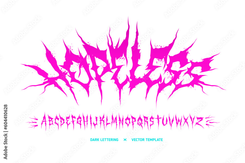 Hopeless - Printable Dark Lettering tattoo vector type font isolated on ...