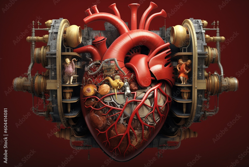 The heart is depicted in a surrealistic style. A human organ. Anatomy ...