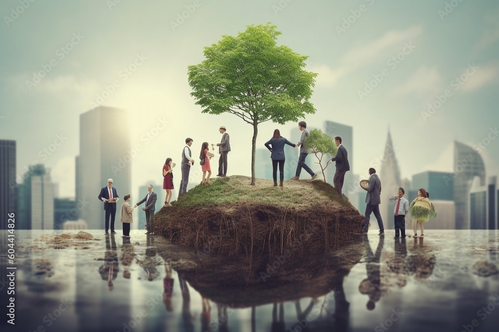 Environmental cooperation. Unity of businesspeople and community ...