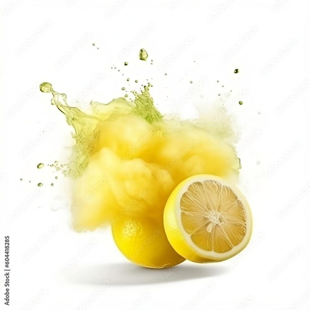 Explosión de limón en forma de humo con su jugo. Arte conceptual ...