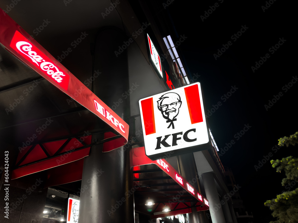 Yerevan, Armenia, May 15, 2023: KFC fast food restaurant logo. Kentucky ...