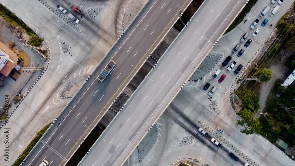 Time Lapse of high angle view of an intersection with no traffic jams ...