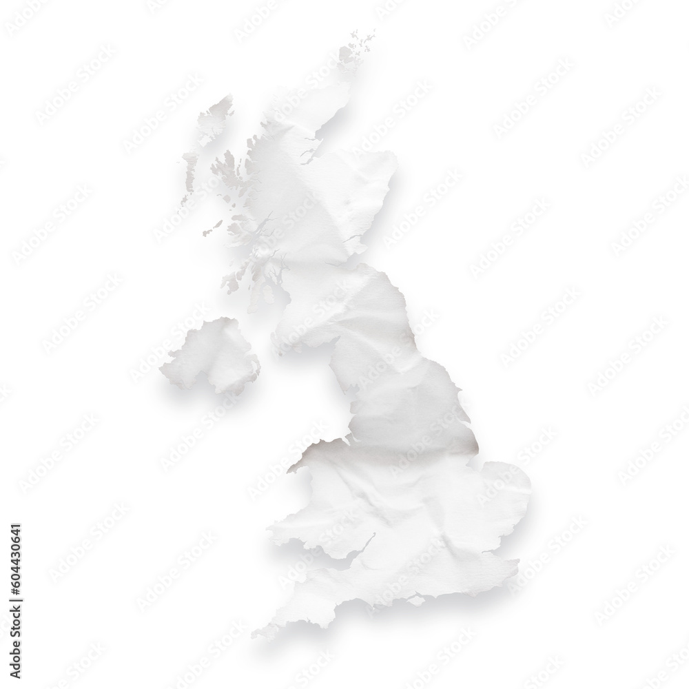 ภาพประกอบสต็อก Country map of the United Kingdom as a crumpled paper ...