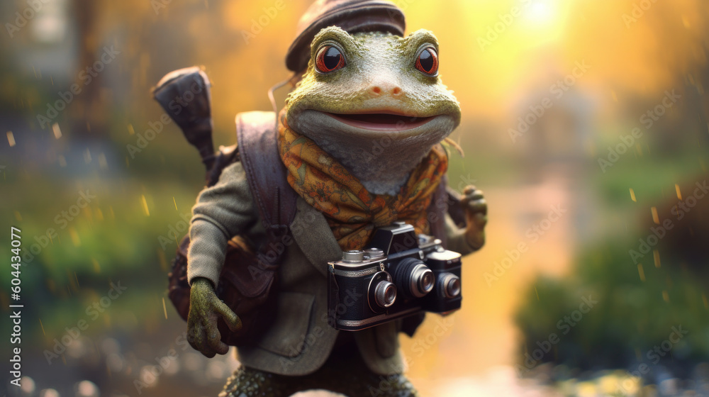 Exquisite Generative AI Art: Hipster Frog in Photographer's Vest with ...